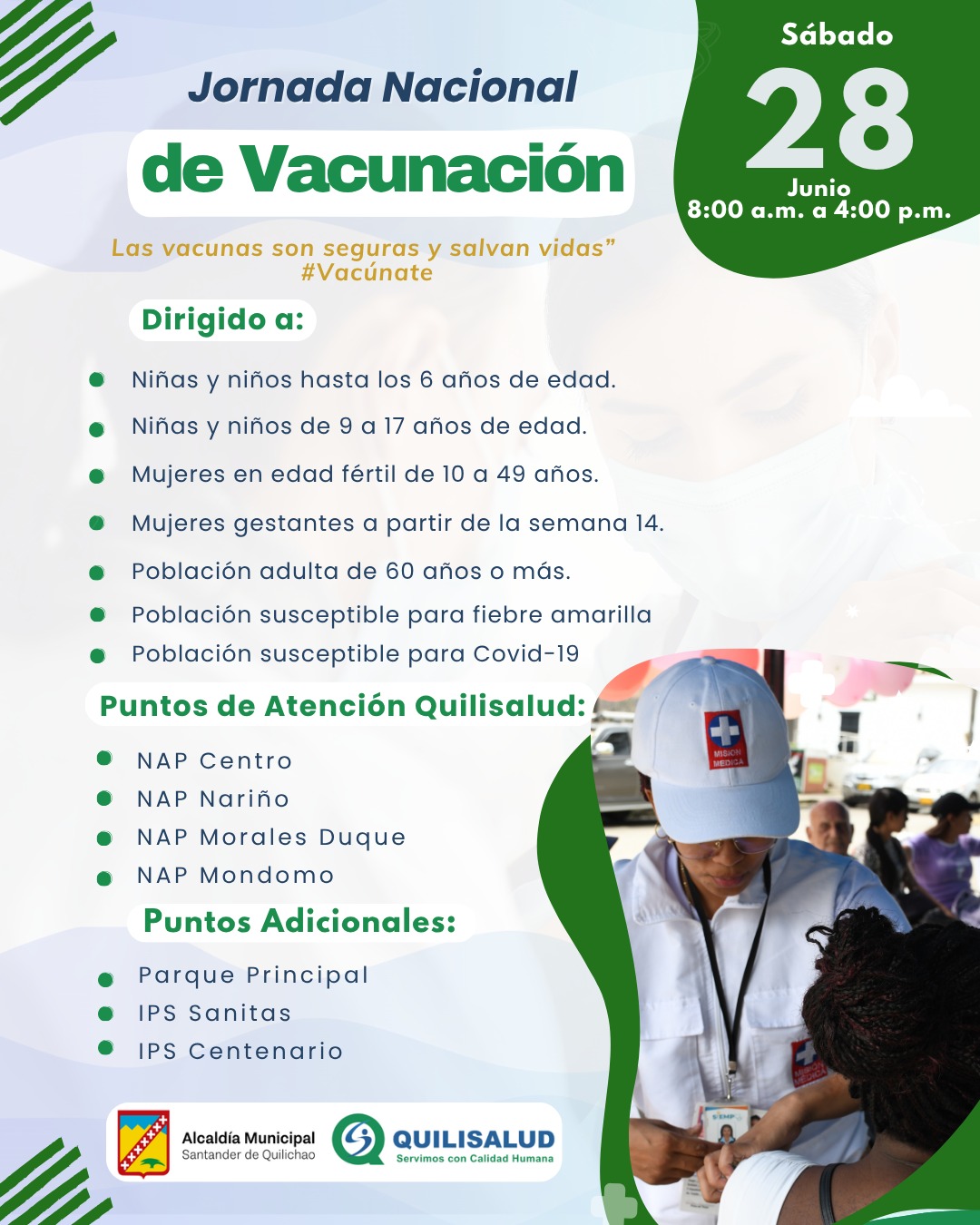 Jornada Nacional de Vacunación este sábado 28 de junio - Quilisalud